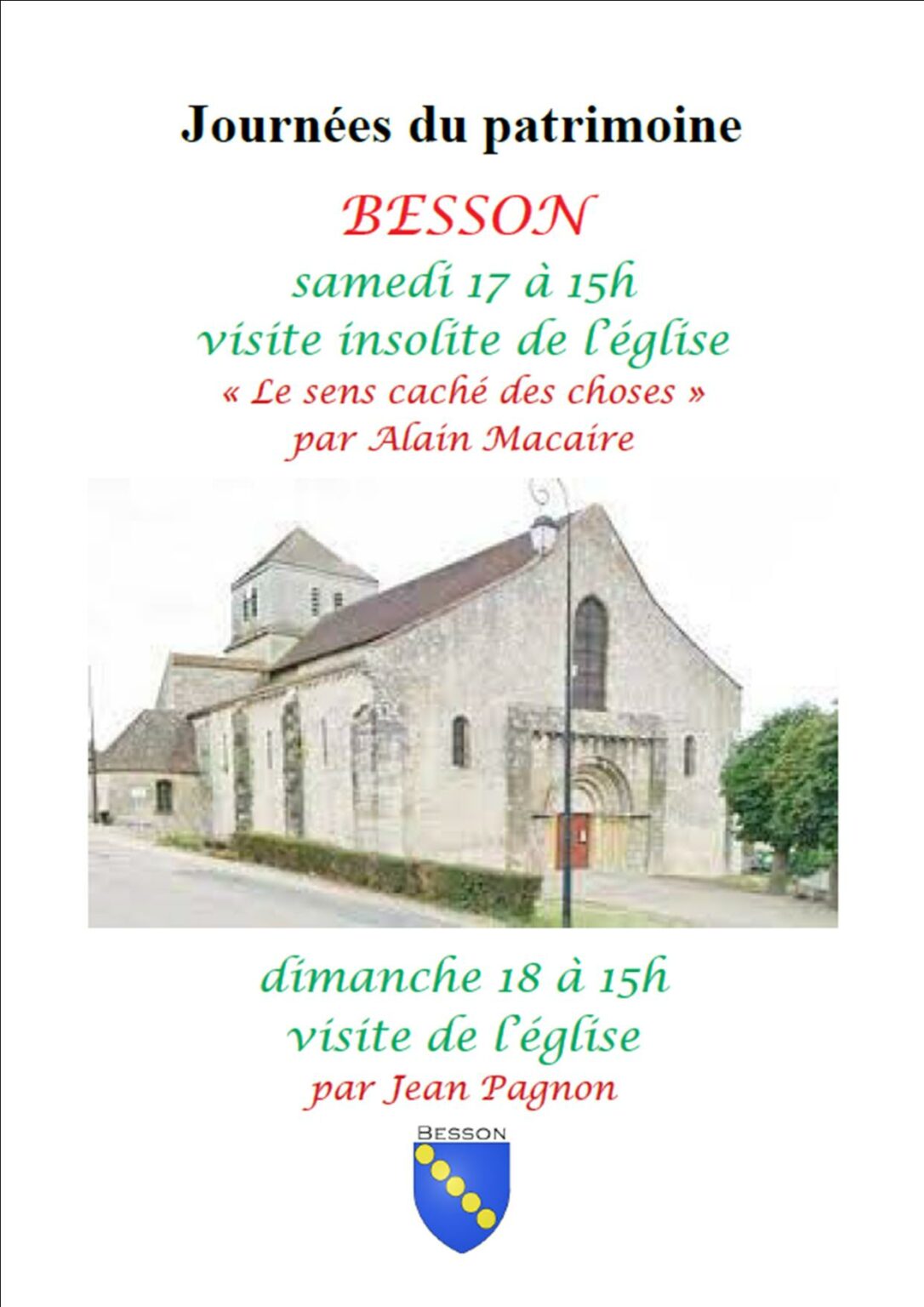JOURNEES DU PATRIMOINE - Besson : Besson